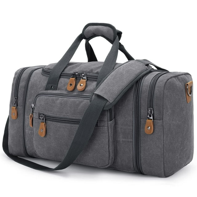 Gonex 60L Canvas Duffel Bags 26" Expandable Travel Duffle Overnight Weekender Bag for Men Women ...