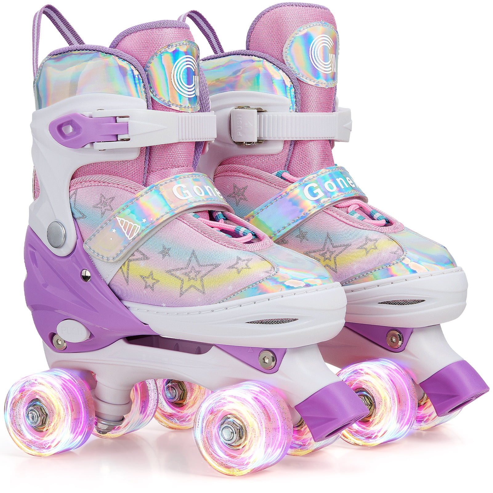 Gonex Roller Skates for Girls Boys 4 Size Adjustable Quad Skates with ...