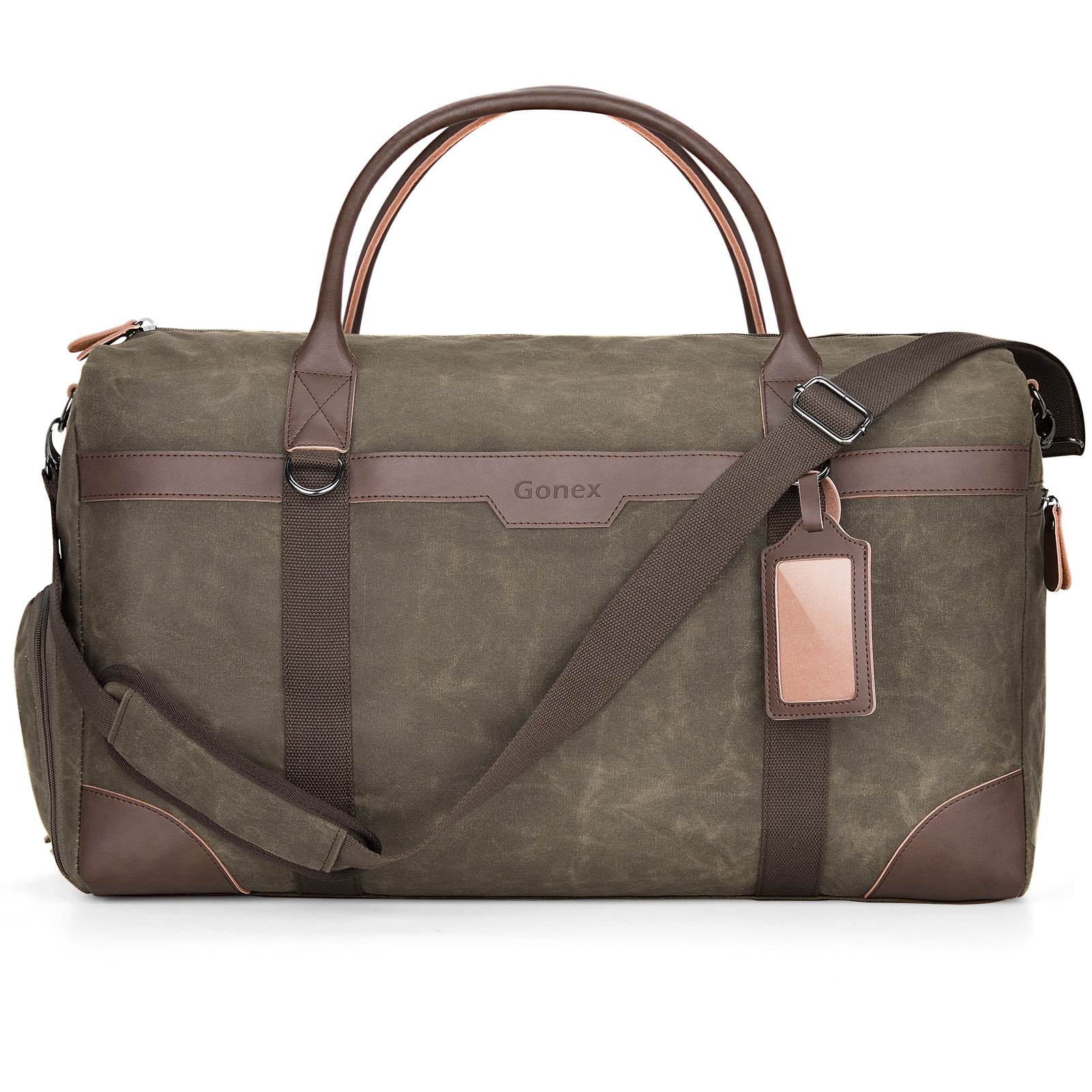 Gonex Waxed Canvas Duffle Bag, 55L Water-Resistant Travel Duffel, Vintage Overnight Weekender ...