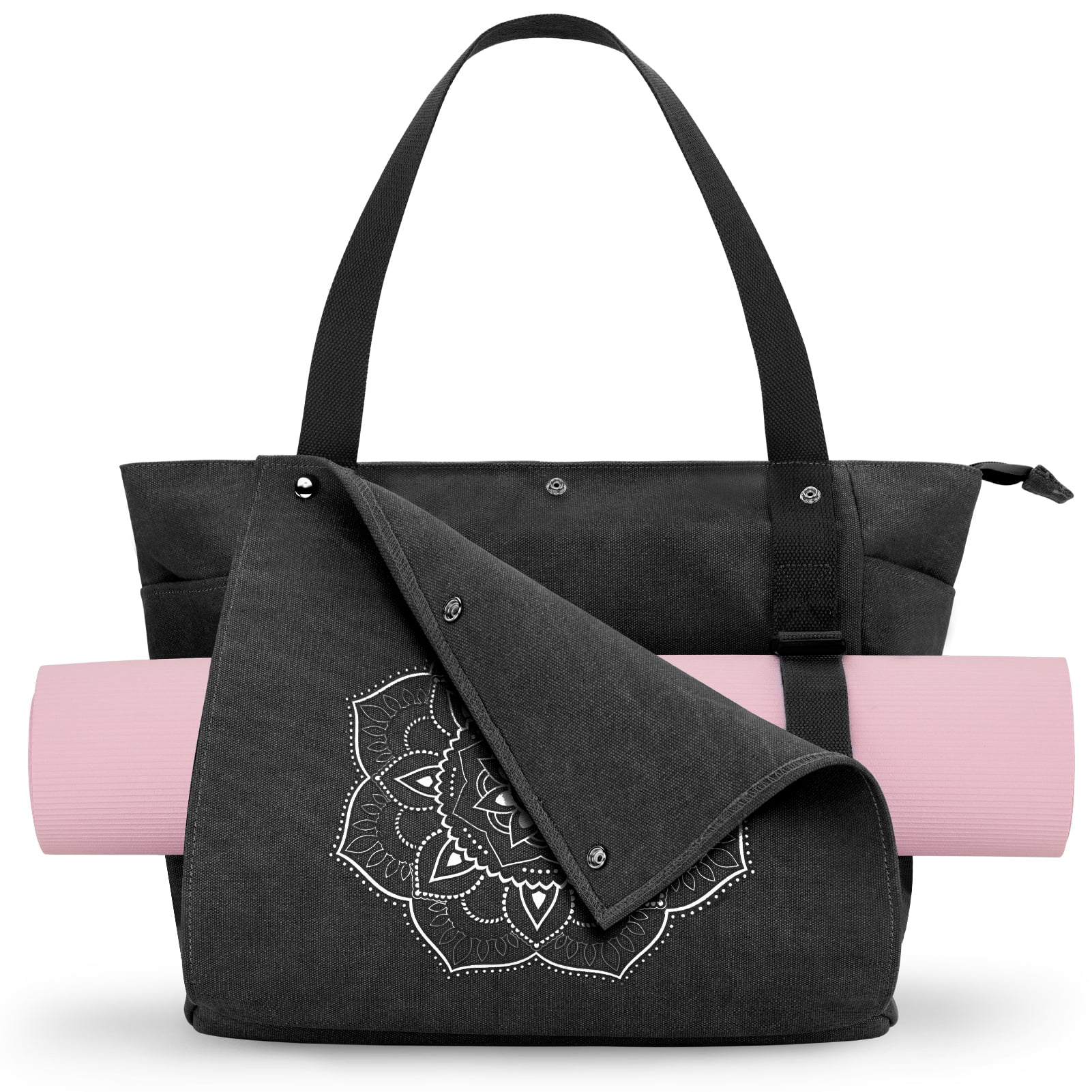 Gonex Yoga Mat Bag, Canvas Tote with Multiple Pockets, Quick-Fold Front ...