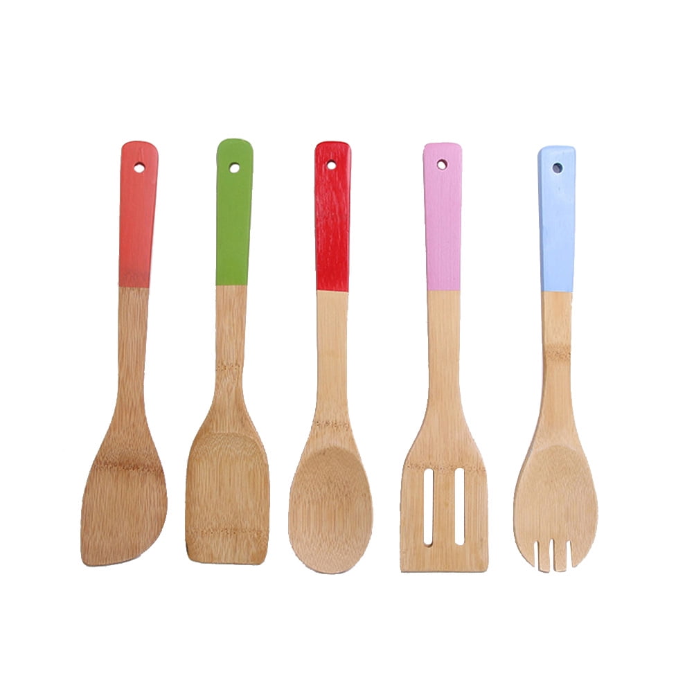 Gong 5PCS Eco-friendly Bamboo Cooking Spatula Kitchen Utensil Set with ...