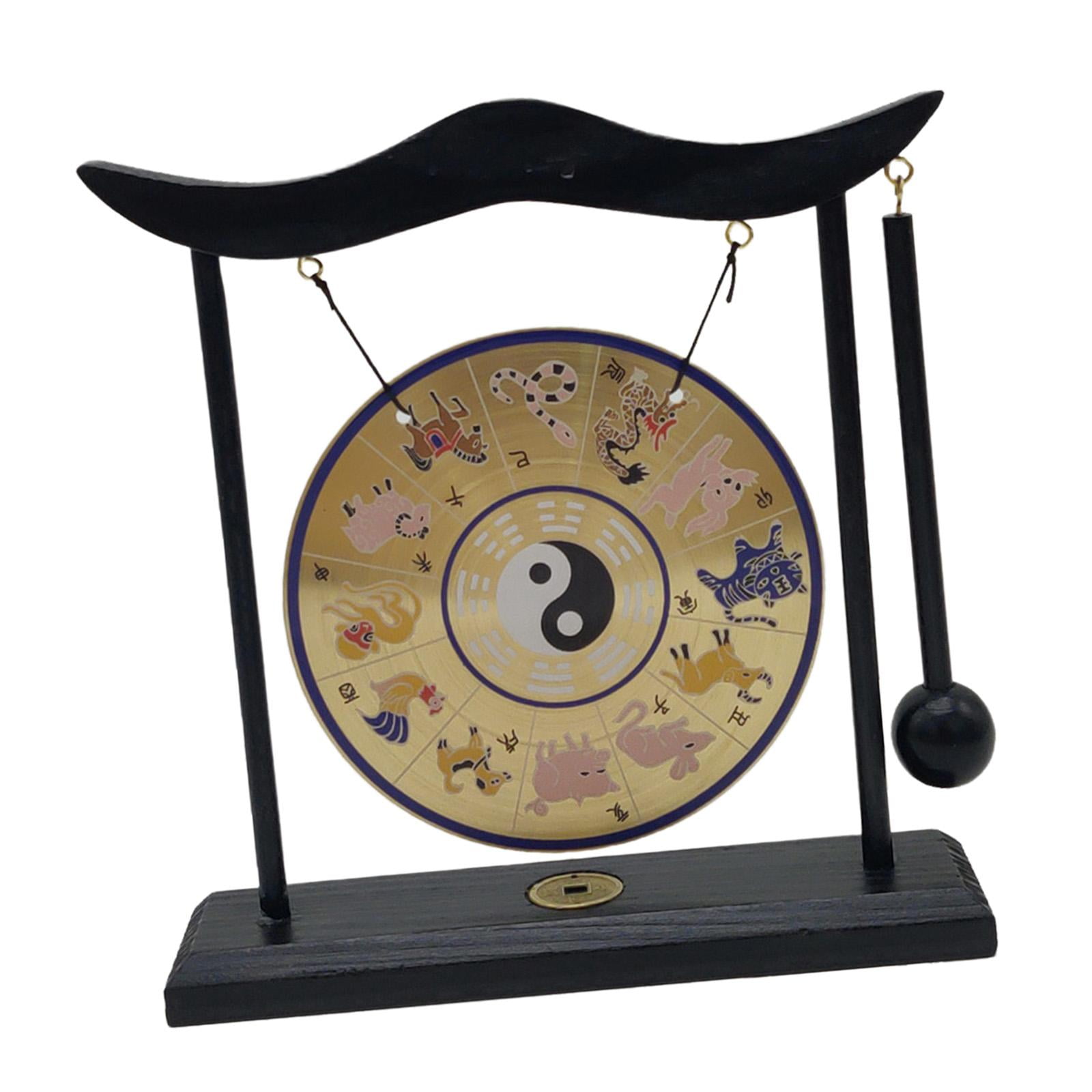 Gong Ornament, Chinese Gong with Stand Wind Chime Feng Shui Brass Gong ...