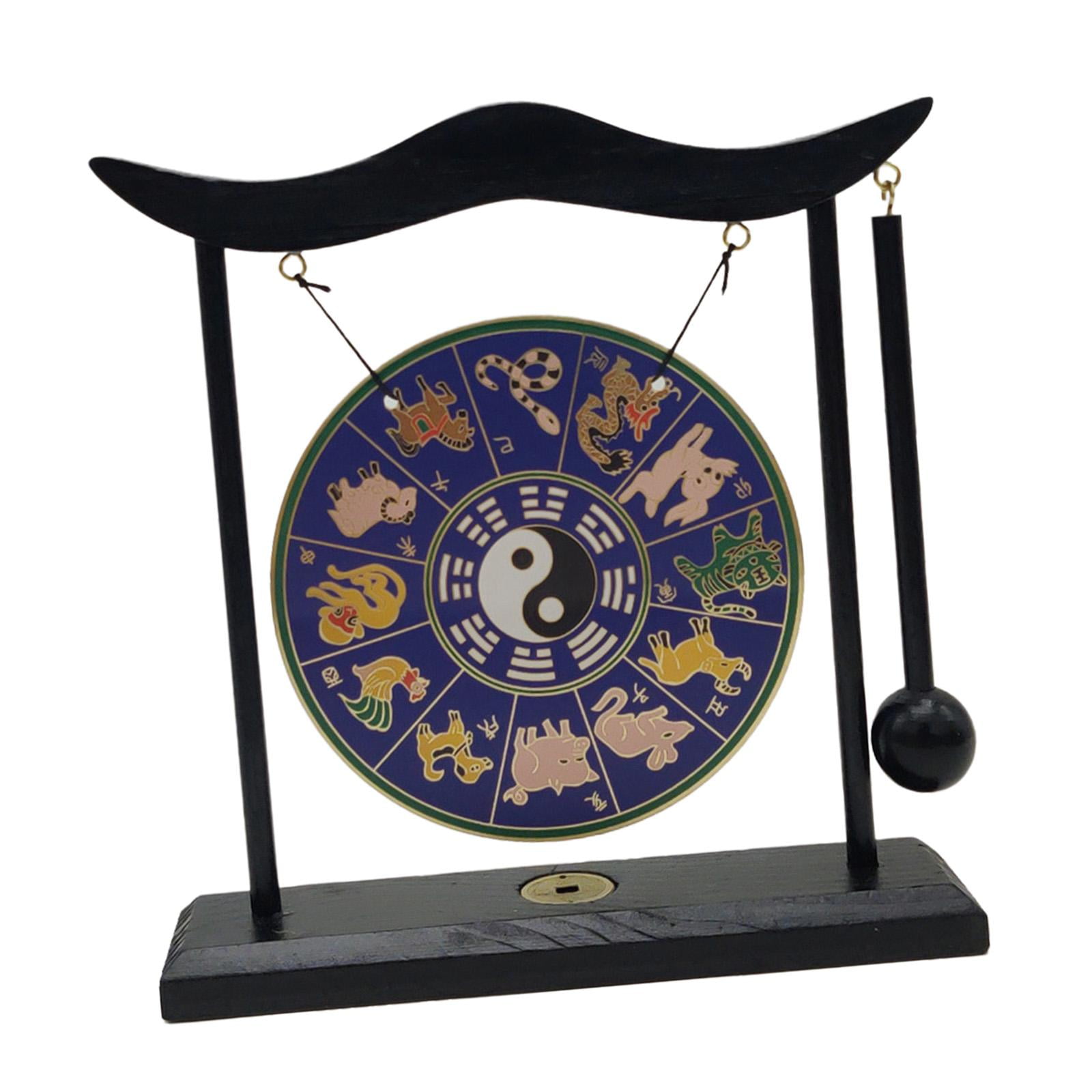 Gong Ornament Mini Chinese Gong with Stand, Feng Shui Gong Brass ...
