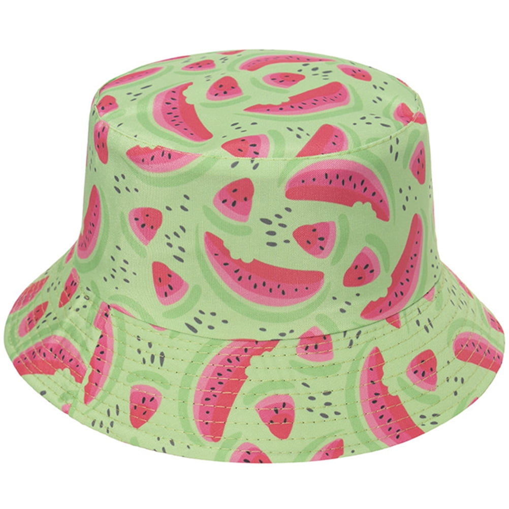 Gong Watermelon Printing Bucket Hat Sun Shade Hat Fisherman Hat Beach ...