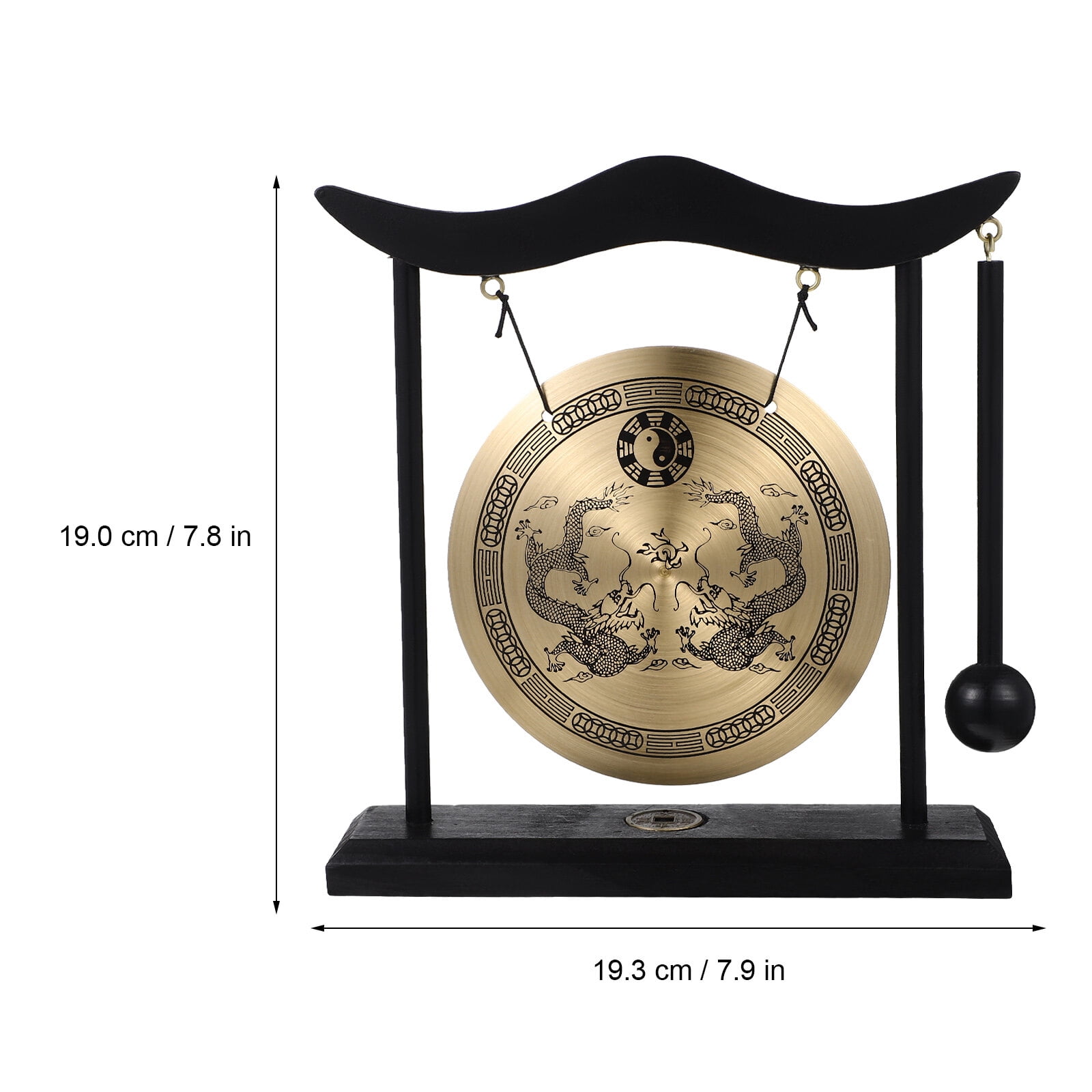 Gong with Mallet Antique Ornament Chinese Style Copper Gong Handicraft ...