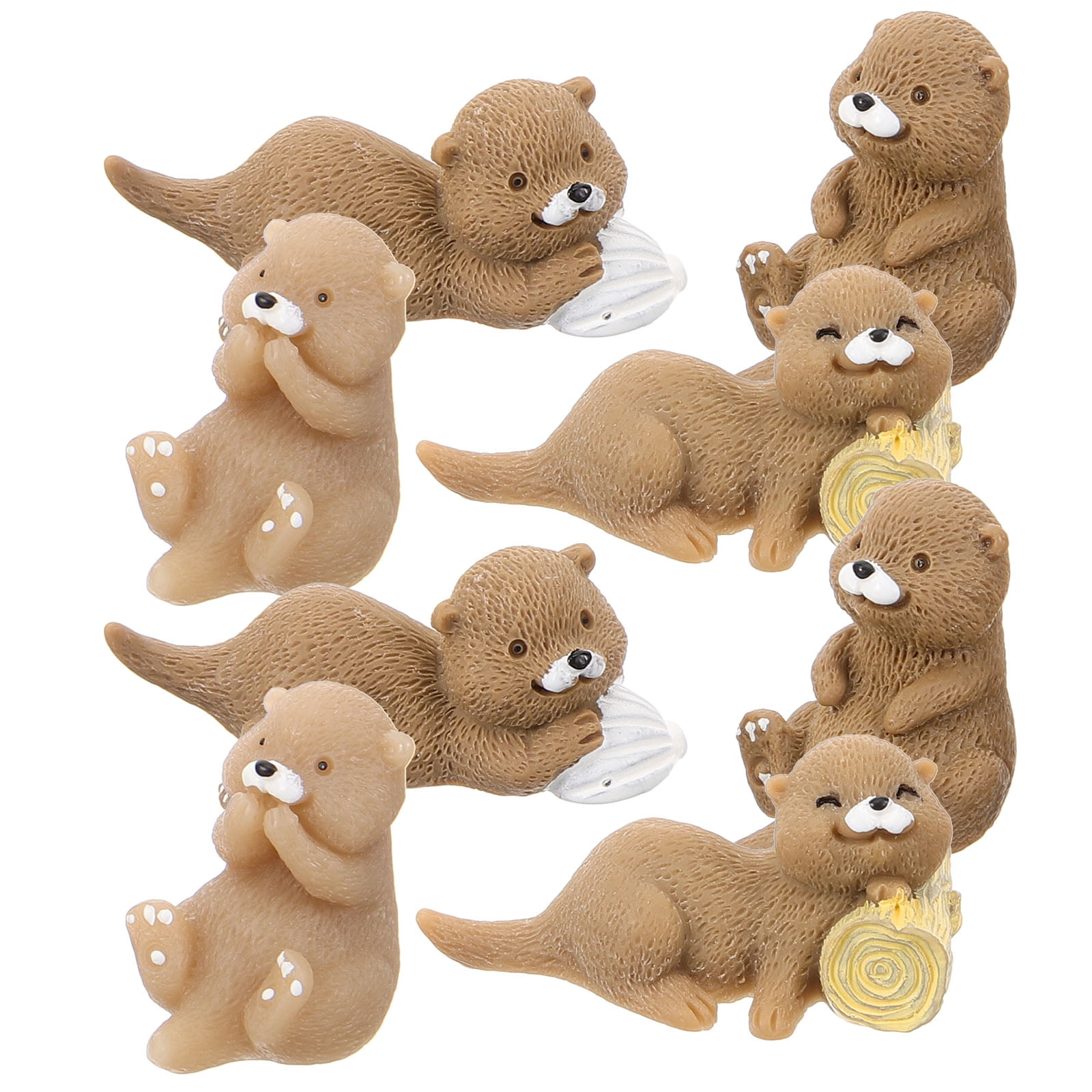 Gongc 8Pcs Miniature Figurines Landscape Otters Ornaments Small Otters ...