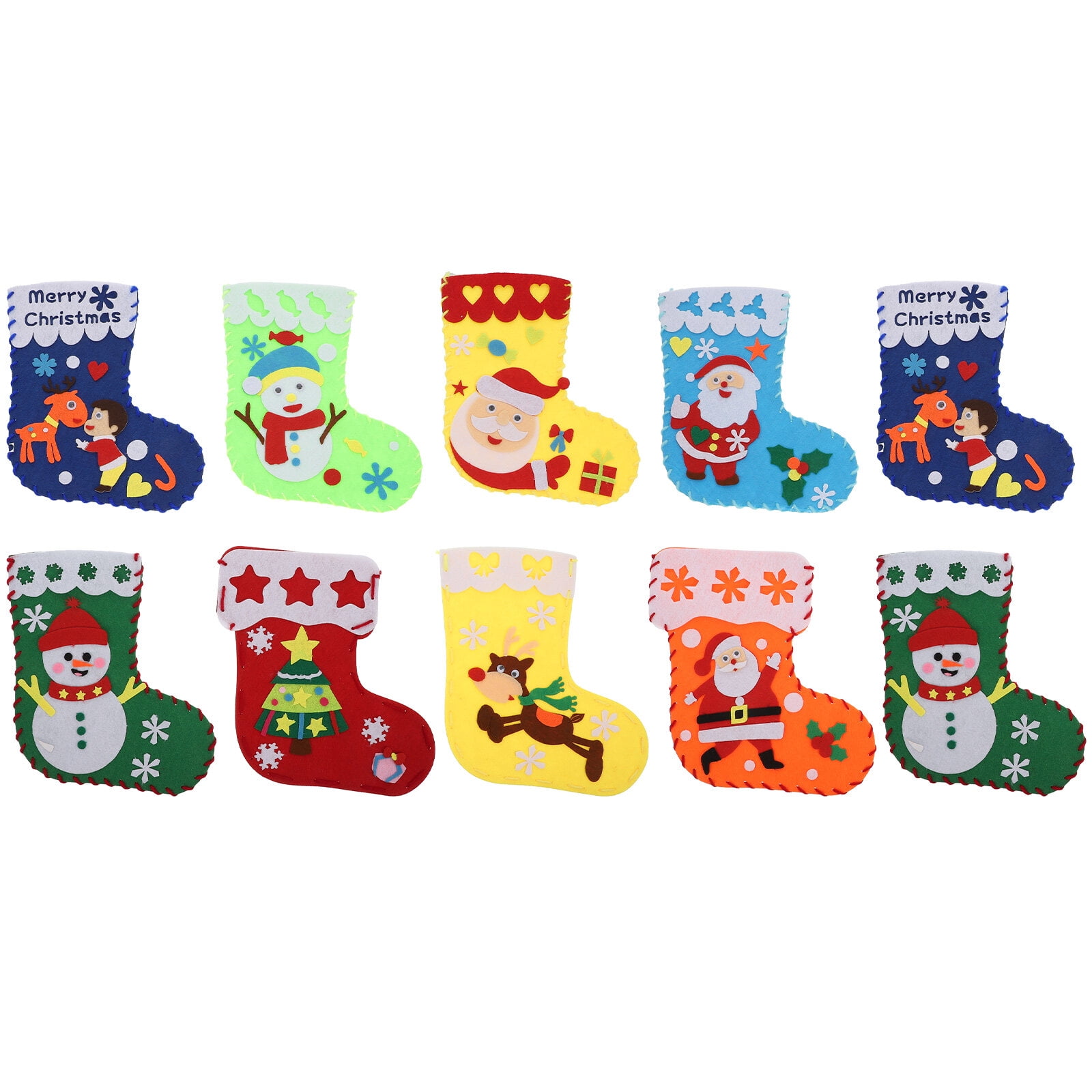 Gongc DIY Felt Christmas Stocking Sewing Kit (10 Sets) Mixed Style ...