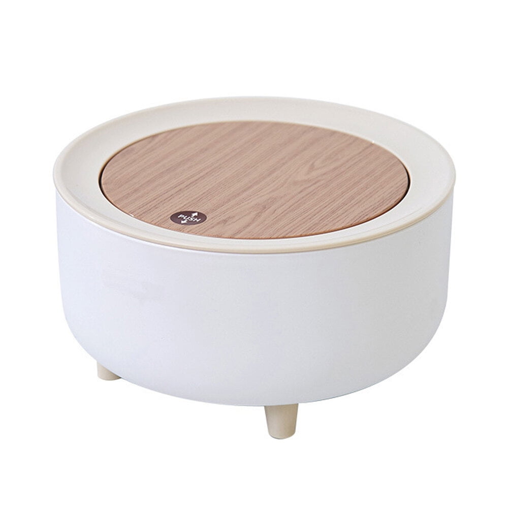 Gongc Mini Desktop Trash Can with Lid - Oval Press Type Rubbish Bin for ...