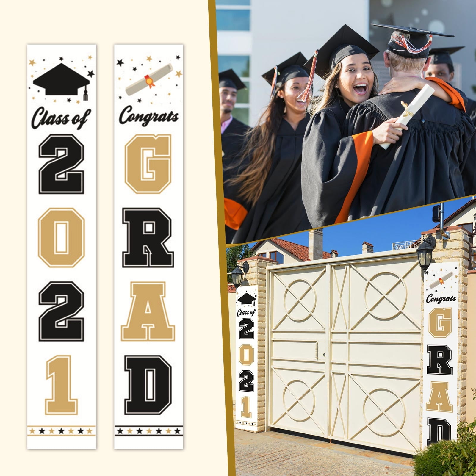 Gongjisey Hanging Hangs 2021 Graduation Banners Graduation Porch Sign ...