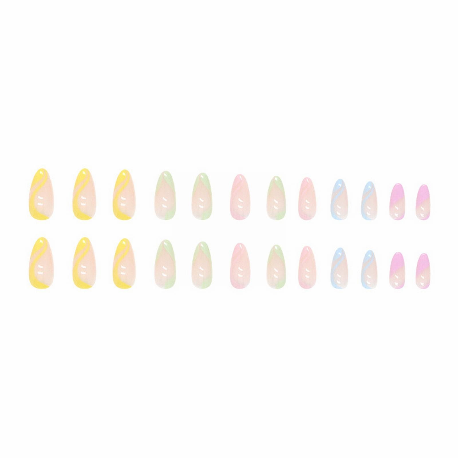 Gongjisey Press on Nails Fake Nails Colorful Summer Nail Drop Type ...