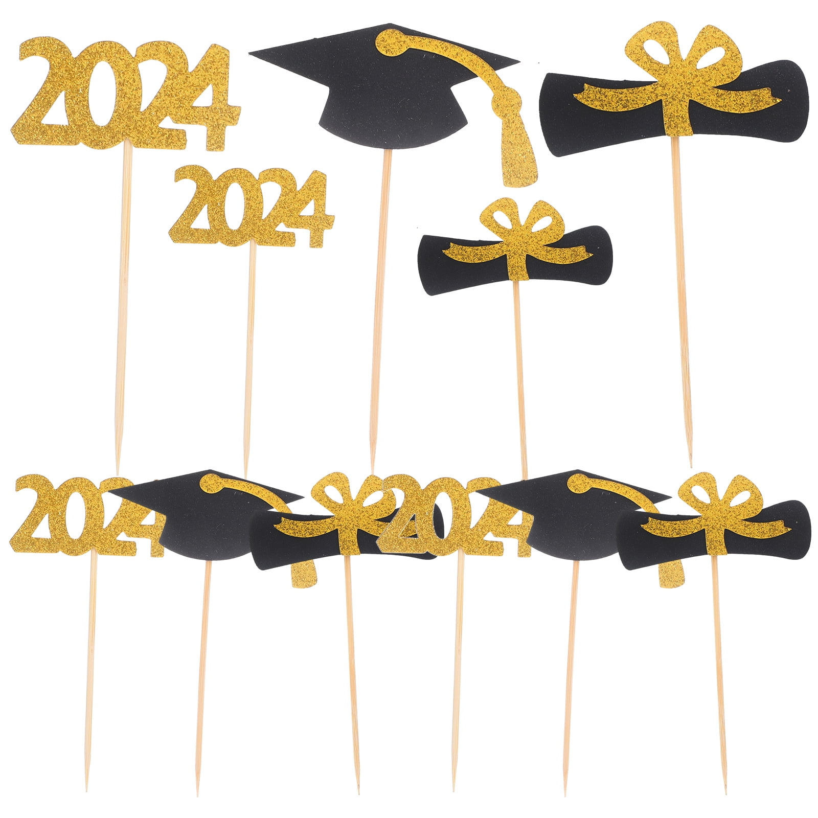 Gongxipen 12Pcs Graduation Cake Toppers Graduation Cupcakes Toppers ...