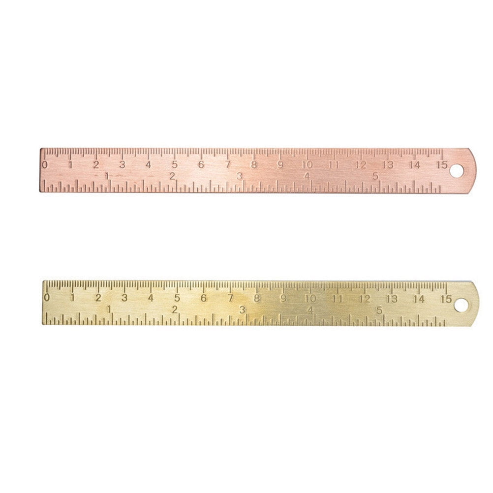 Gongxipen 2pcs Vintage Ruler Brass and Ruler Double Scale Ruler for ...