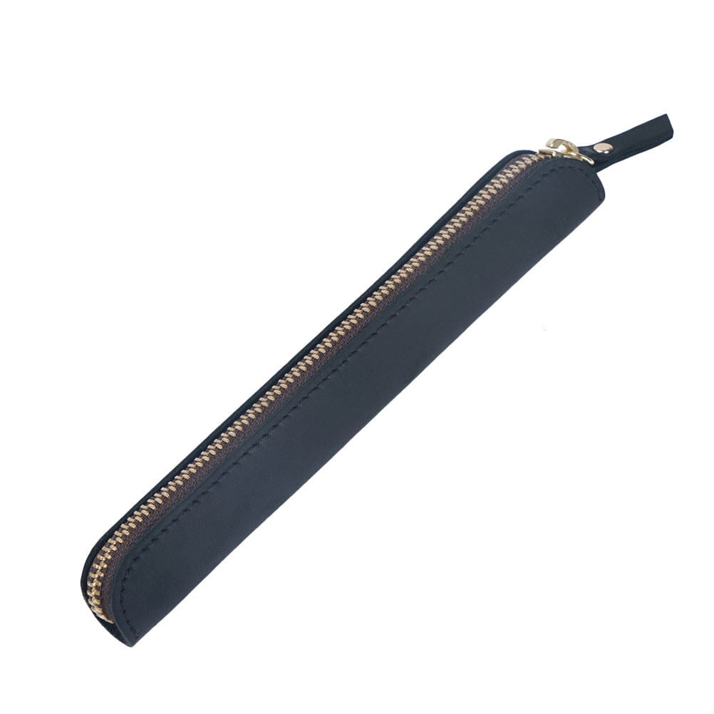 Gongxipen Genuine Leather Zipper Pen Pouch Holder Pencil Bag Pen Case ...