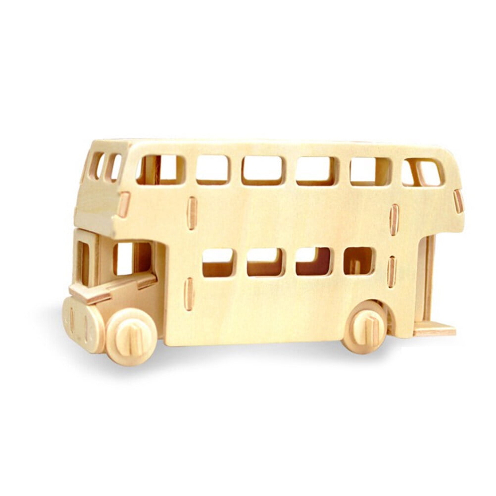 Gongxipen Wooden Simulation London Bus Assembly Puzzle Model 3D Bus ...