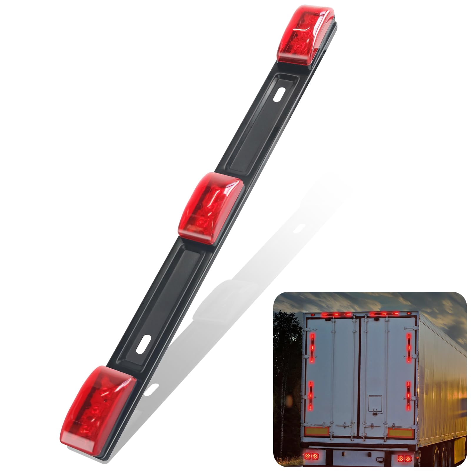 Gonice 15" Red LED RRF12 ID Bar Marker Light - 3 Light 9 LED Strip with ...