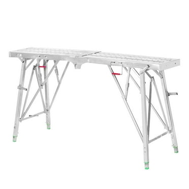 Costway HD EN131 Aluminum Platform Drywall Step Up Folding Work Bench ...