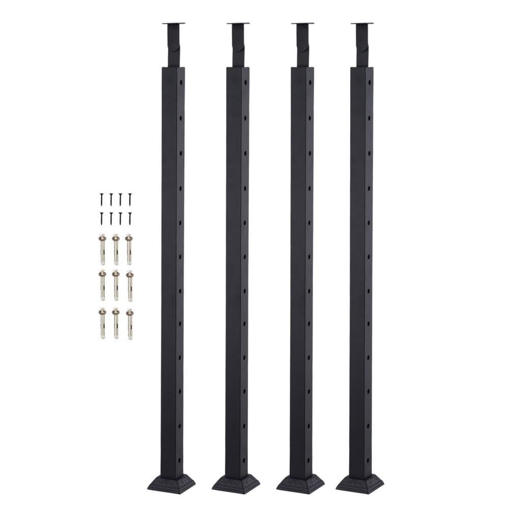 Gonipol Deck Railing Kit 4PCS Fixed Top Mount Handrail Post Black ...