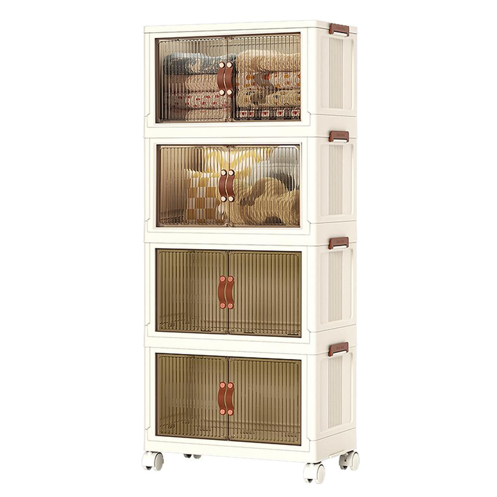 Gonipol Folding Storage Bins Foldable Stackable Storage Cabinet White ...