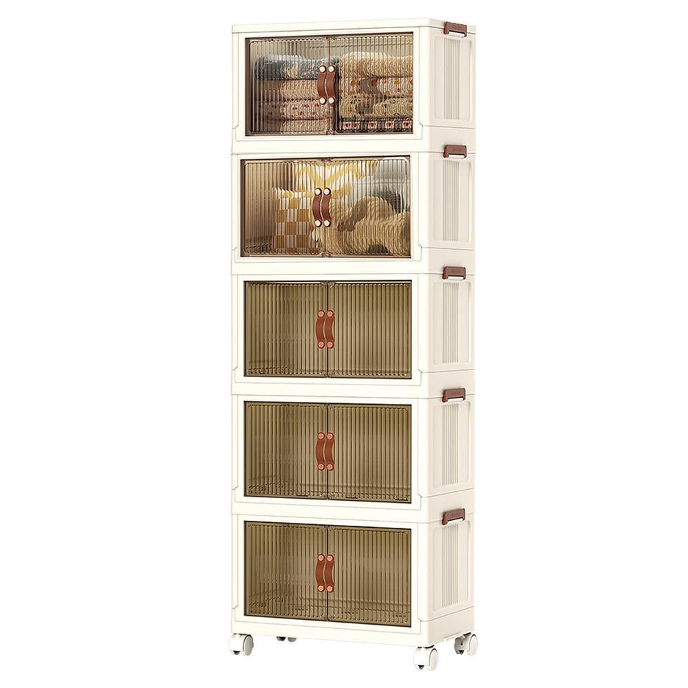 Gonipol Folding Storage Cabinet Stackable 5-Layer Cabinets Storage Box ...
