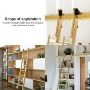 Mon Stainless Steel Rolling Library Ladder for Bookshelf, Silver ...