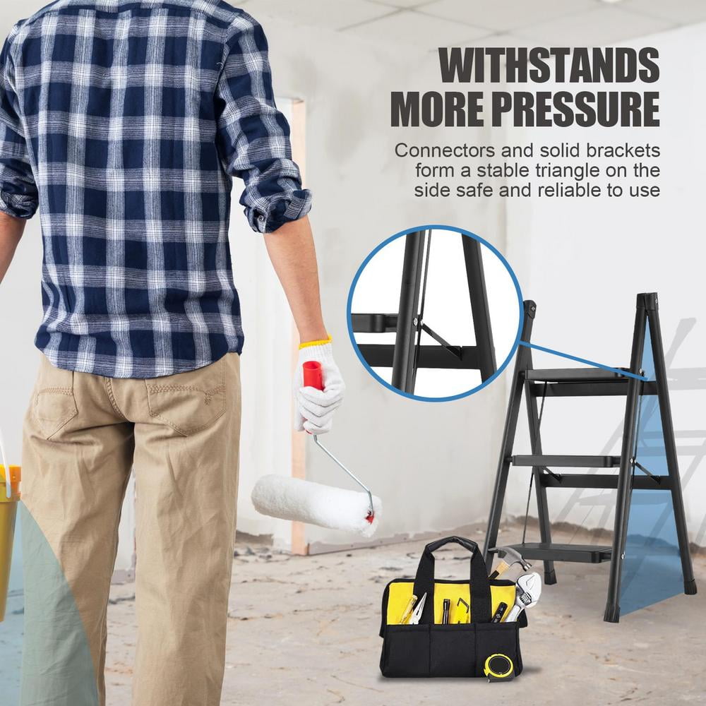 Gonipol Step Ladder 3 Step Folding Kitchen Ladder Step Stool Ladder ...