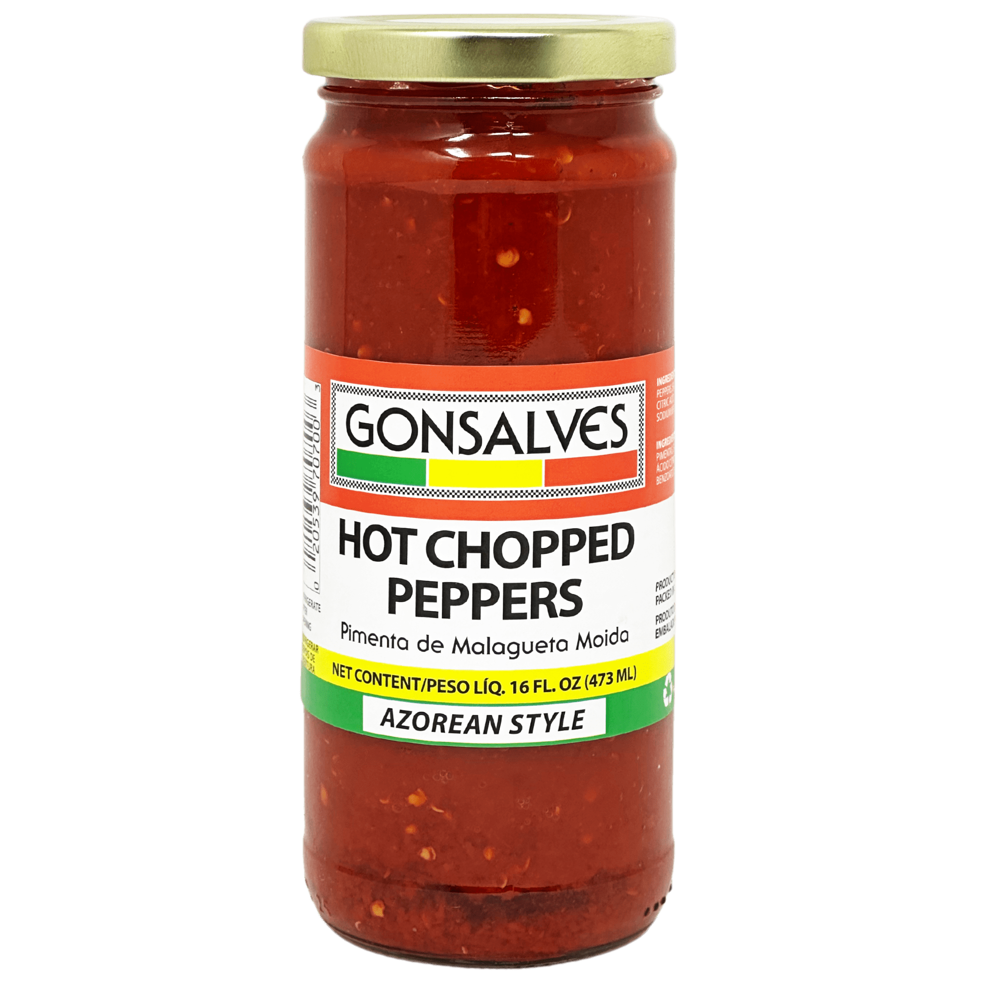 Gonsalves Hot Chopped Peppers, 16 Fl Oz, Perfect for Azorean Style ...