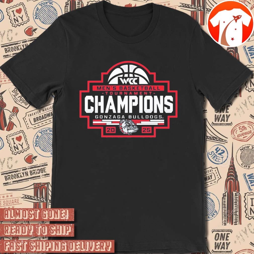 Gonzaga Bulldogs NCAA 2025 WCC Men’s Basketball Conference Tournament Champions T-shirt,Dark ...