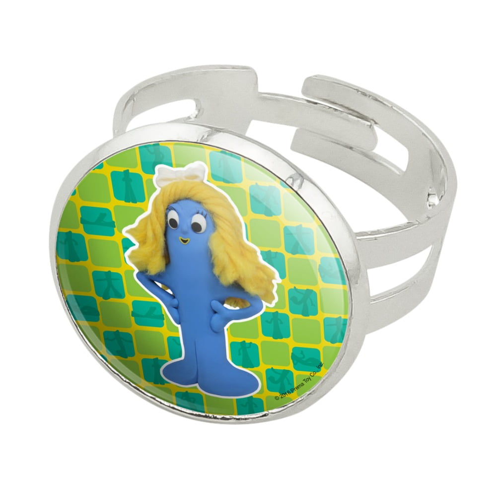 Goo Blue Mermaid Gumby Clay Art Silver Plated Adjustable Novelty Ring ...