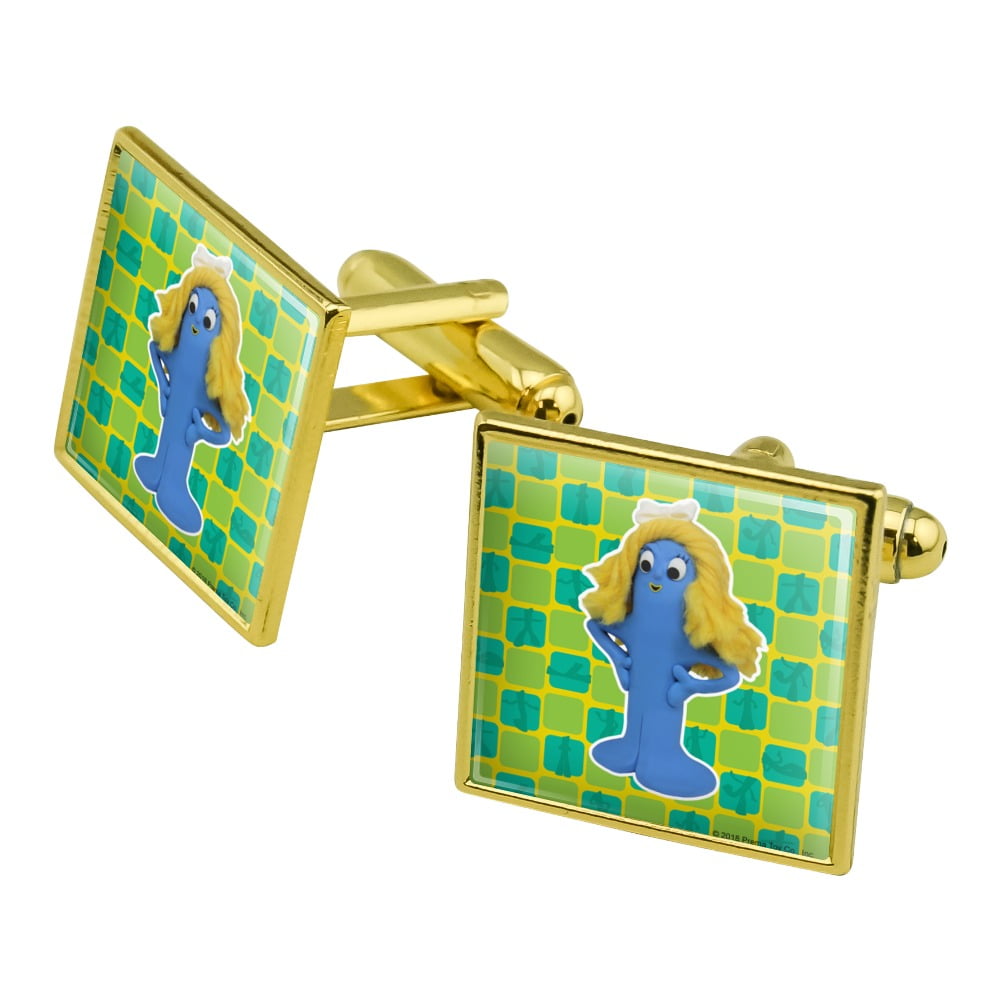 Goo Blue Mermaid Gumby Clay Art Square Cufflink Set - Silver or Gold ...