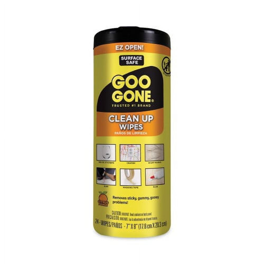 Goo Gone Clean Up Wipes, 1-Ply, 8 x 7, Citrus Scent, White, 24/Canister ...