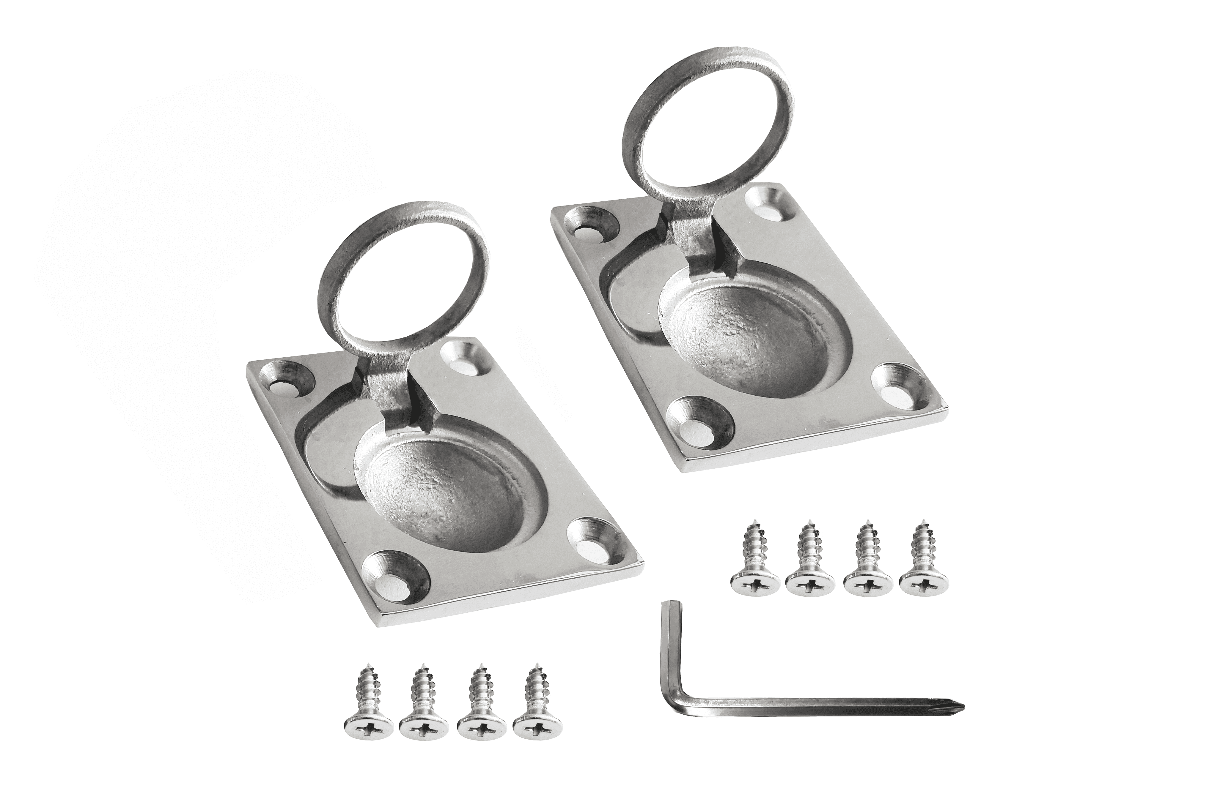 GooMeng 316 Stainless 1.9" x 1.5" Flush Ring Pull Handle Recessed ...