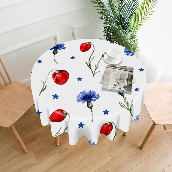 GooTPa 60 Inch Round Tablecloth, Patriotic Bouquet Watercolor Art ...