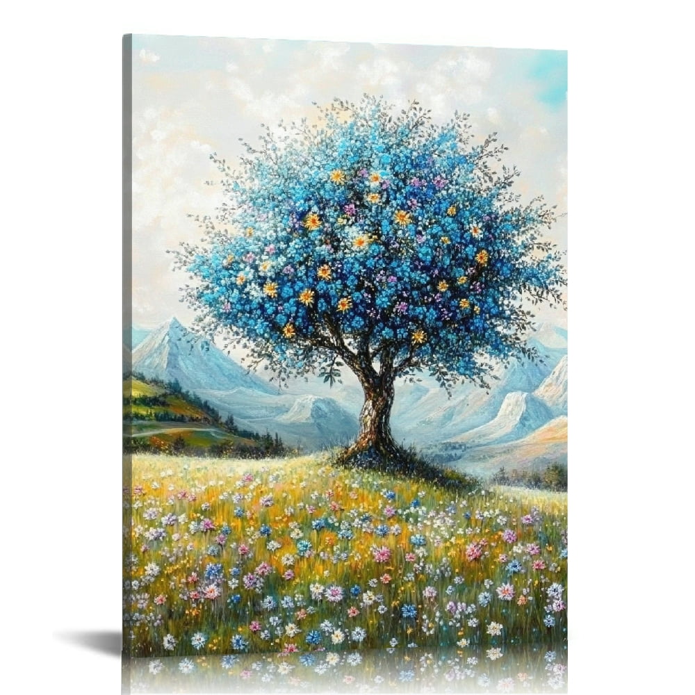 GooTPa Blue Tree Canvas Wall Art, Canvas Prints Wall Art for Living ...