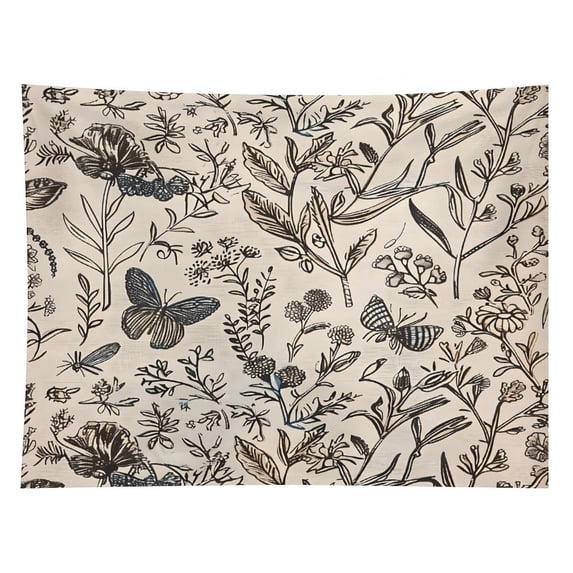 GooTPa Butterfly Flower Line Polyester Wall Tapestry Anti Wrinkle Art ...