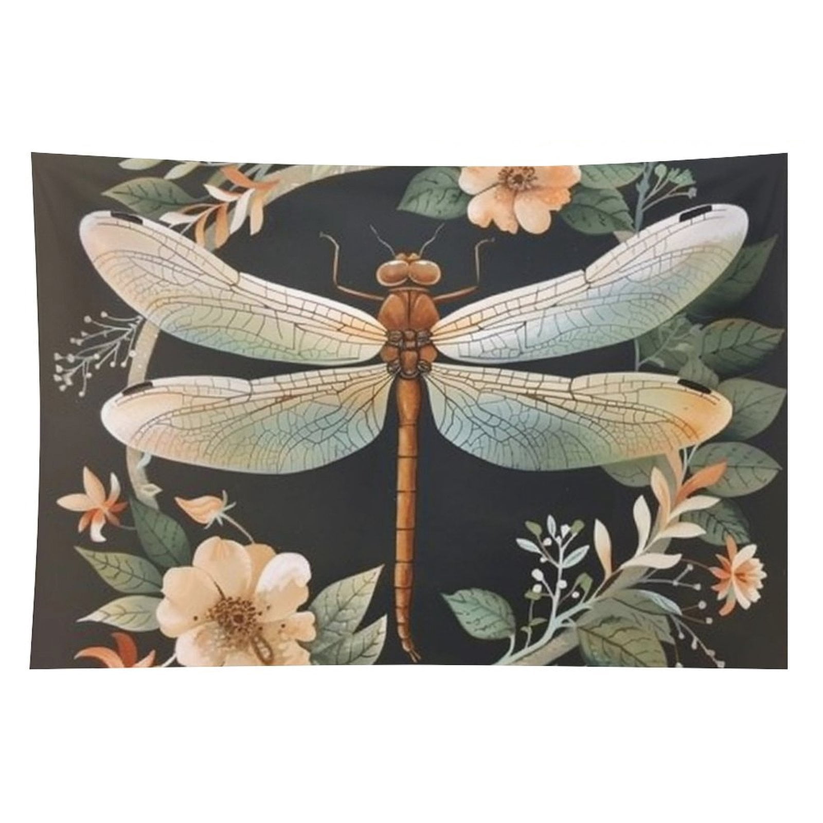 GooTPa Dragonfly Flowers Leaves Dark Polyester Wall Tapestry Anti ...