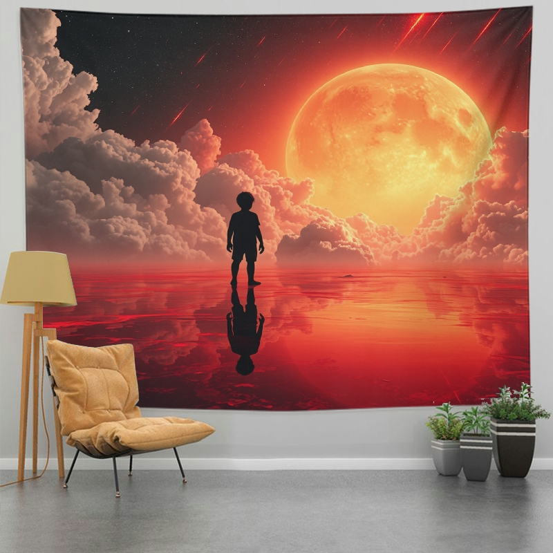 GooTPa Fantasy Blood Full Moon Tapestry, Mysterious Ethereal Cartoon ...