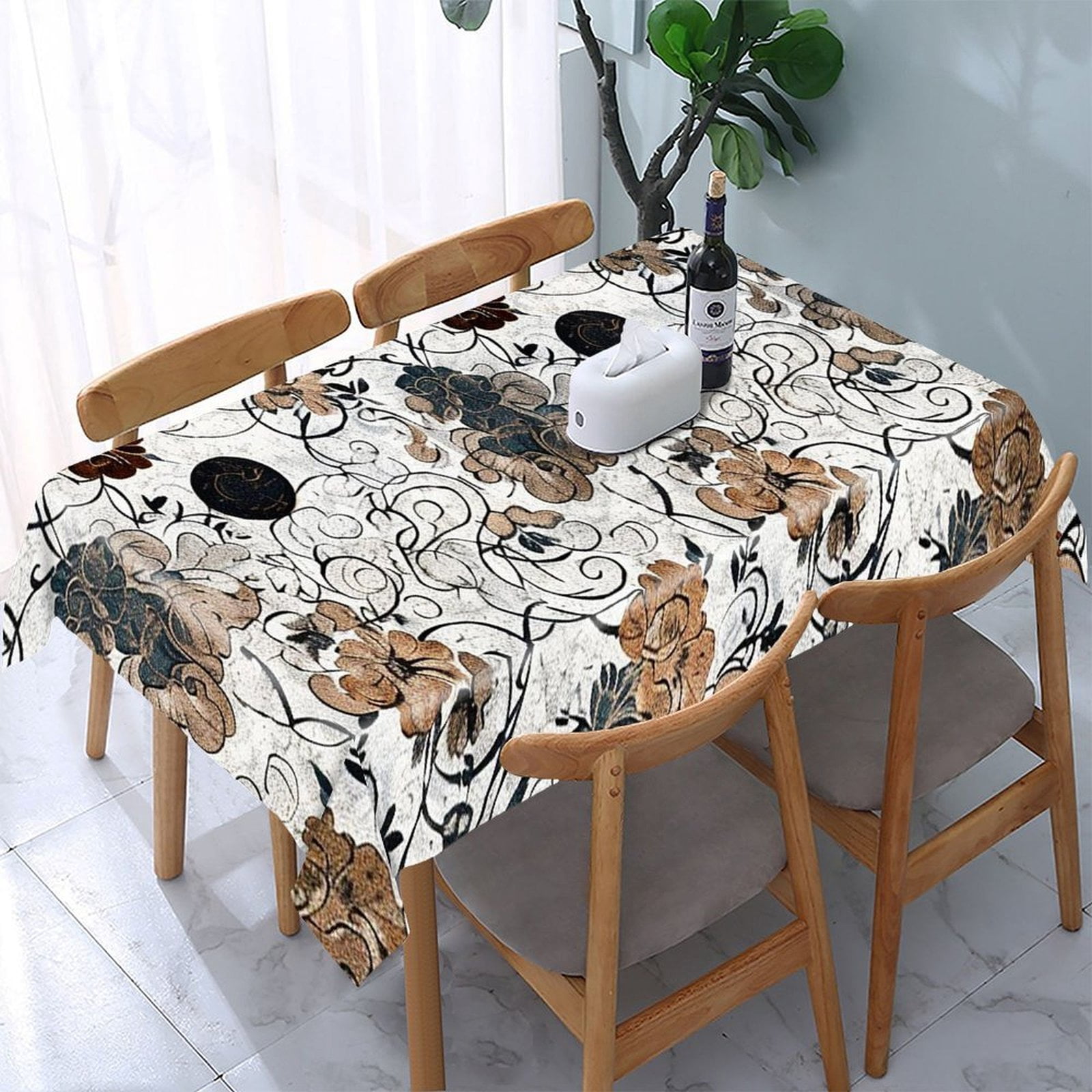 GooTPa Floral Circles Pattern Vintage Rectangle Dining Tablecloth ...