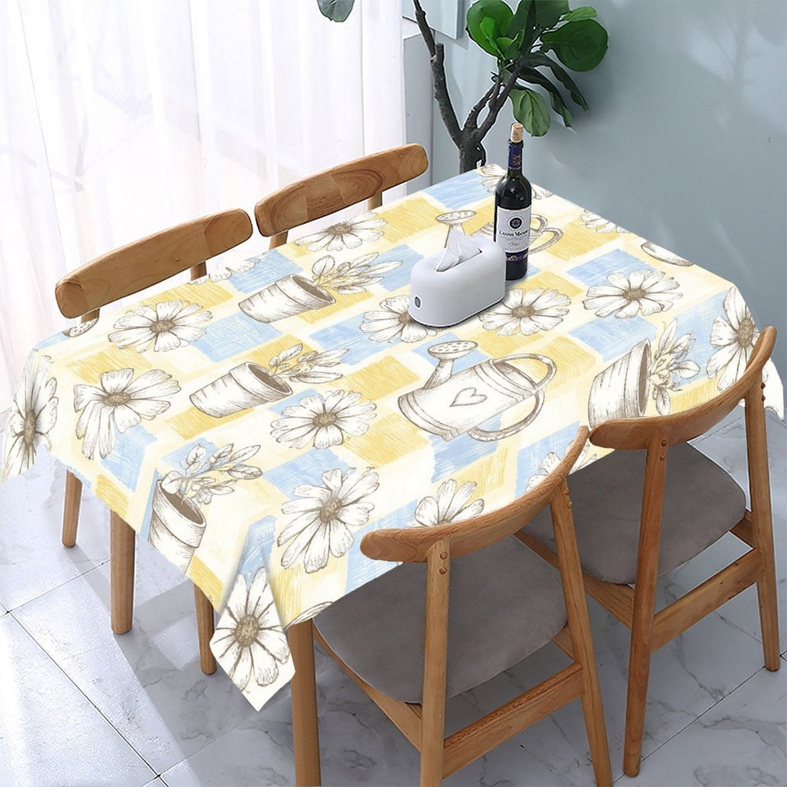 GooTPa Garden Daisy Sketch Rectangle Dining Tablecloth, Polyester ...