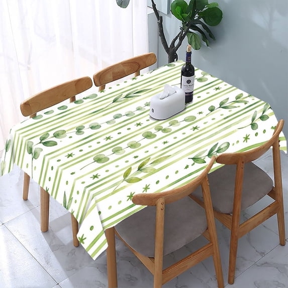 GooTPa Green Botanical Stripe Pattern Rectangle Dining Tablecloth ...