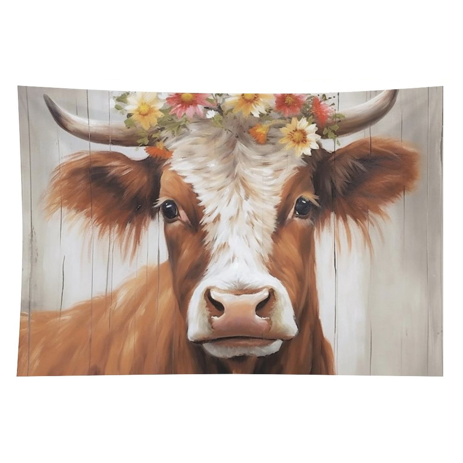 GooTPa Highland Cow Colorful Flower Crown Polyester Wall Tapestry Anti ...