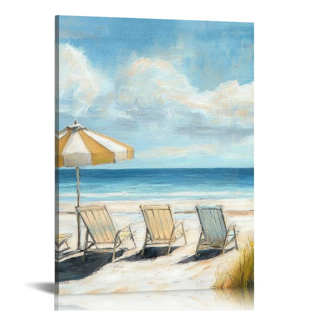 GooTPa Modern Beach Chair Painting Canvas Wall Art, Canvas Prints Wall ...