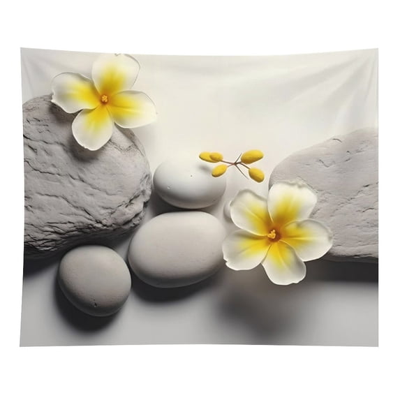 GooTPa Plumeria Zen Stones Polyester Wall Tapestry Anti Wrinkle Art ...