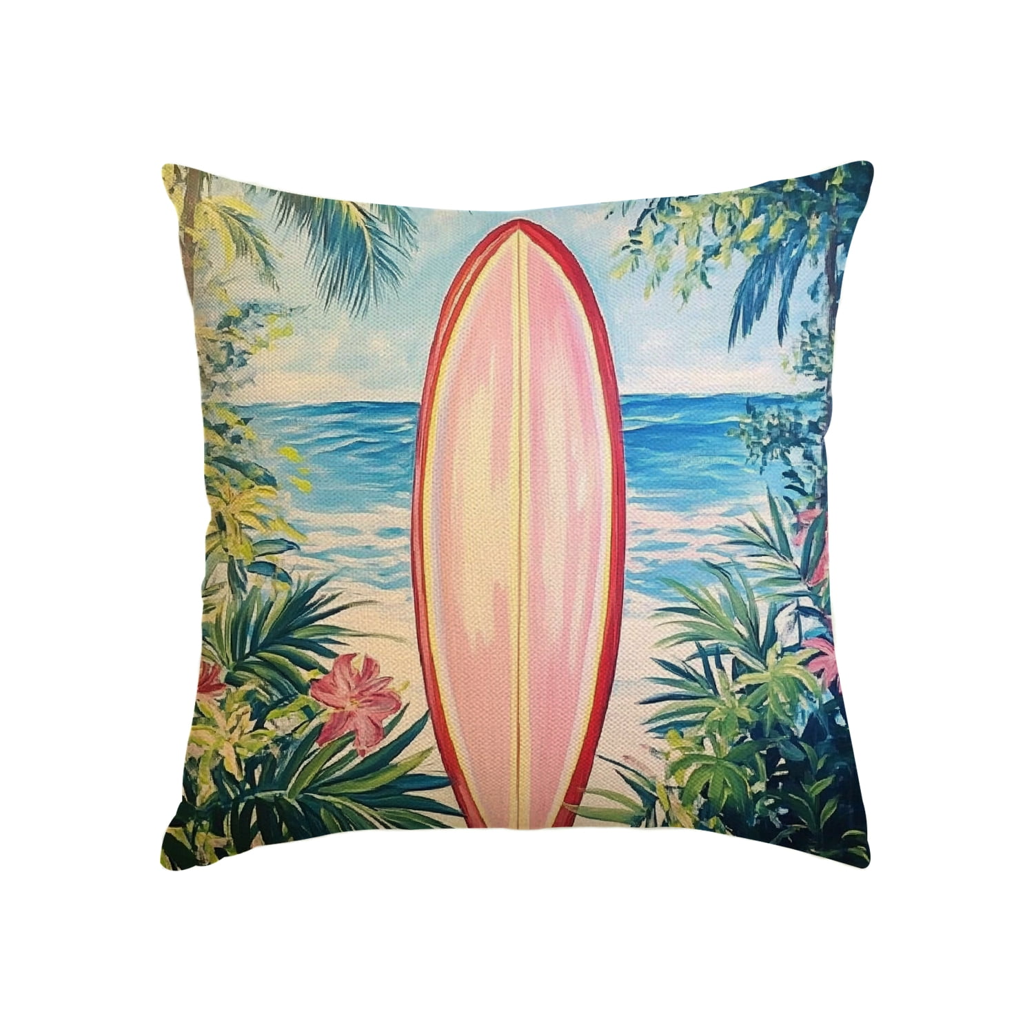 GooTPa Summer Pillow Covers, Pink Surfboard Throw Pillow Case ...