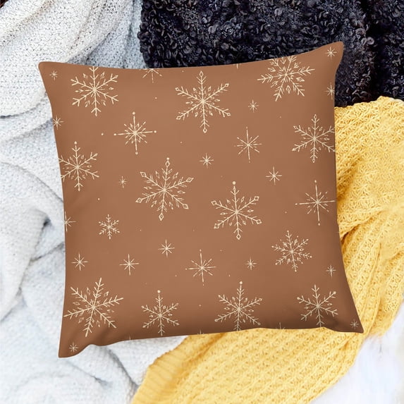GooTPa Throw Pillow Case Decoration Winter Snowflakes Pattern Linen ...