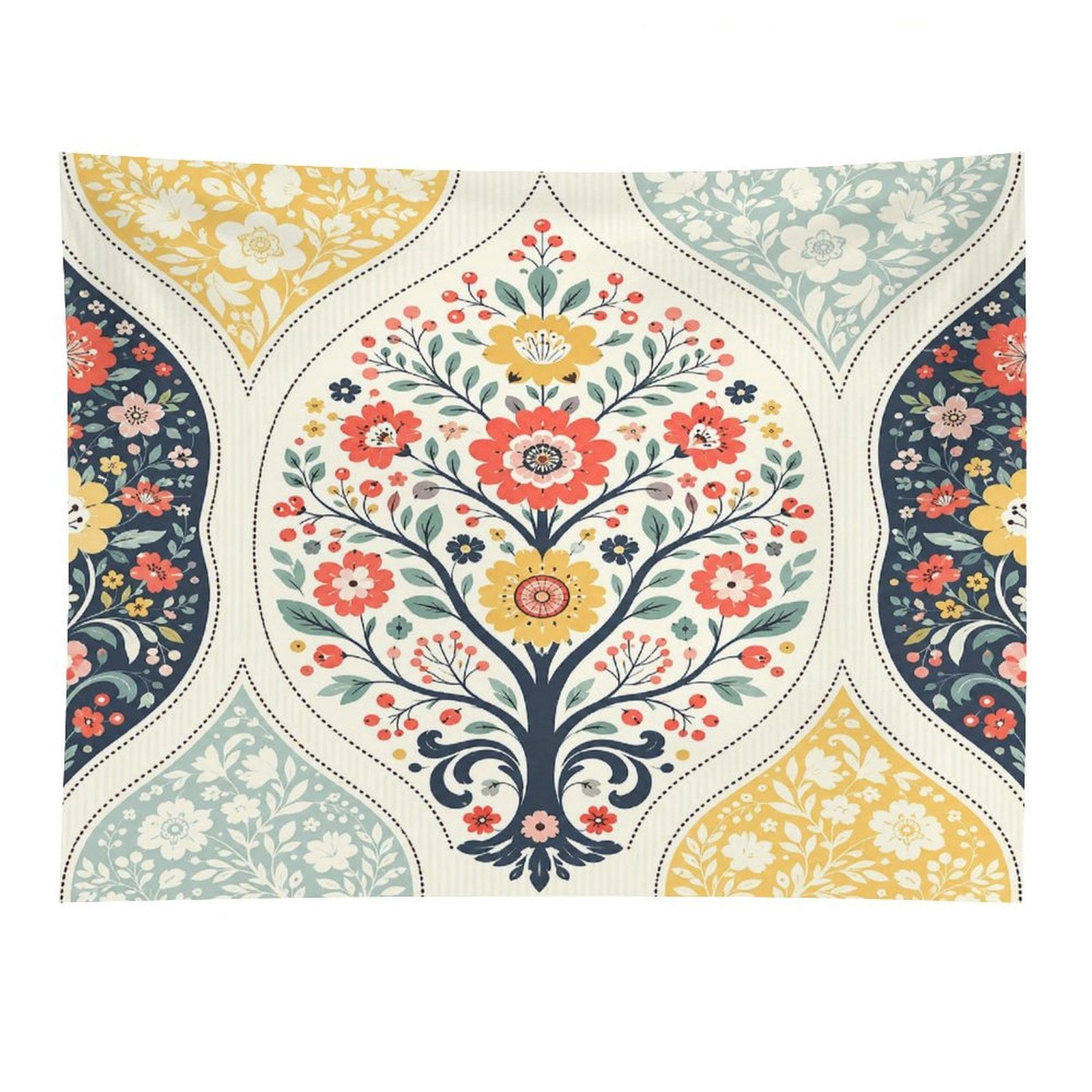 GooTPa Vintage Tree of Life Floral Pattern Polyester Wall Tapestry Anti ...