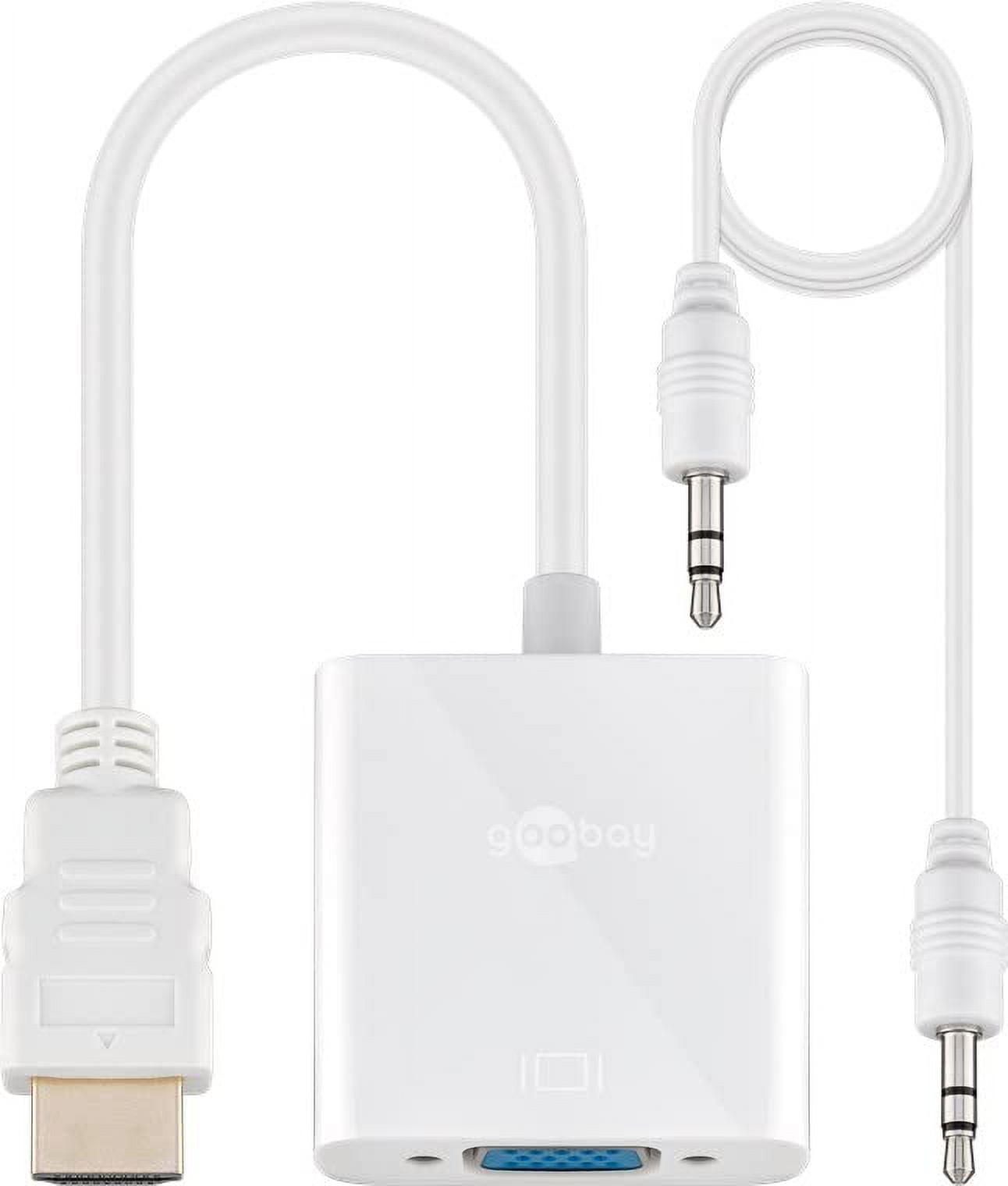 Goobay 51758 HDMI/VGA Adapter, Nickel Plated, White, 0.1 m Cable Length ...