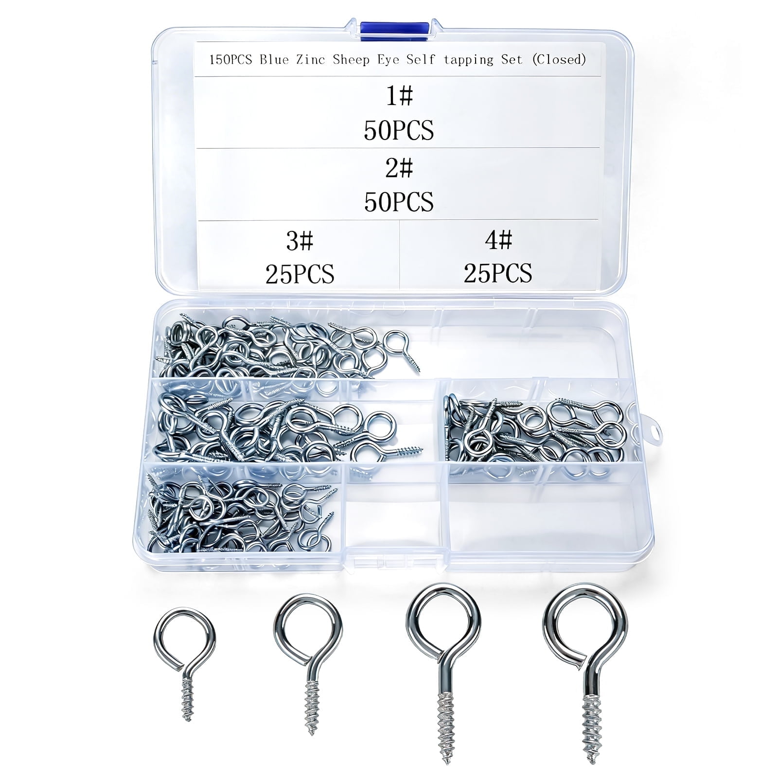 Goobetter 150 Pcs Screw Eye hooks Small Eye Bolts ,Zinc,4 Assorted ...