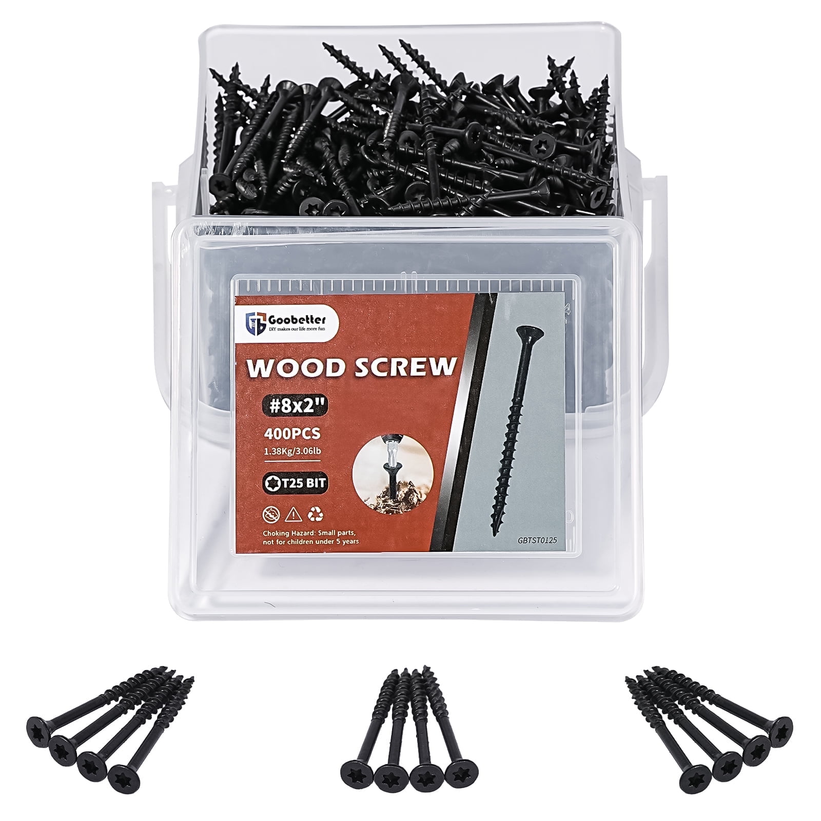 Goobetter 2 Inch Wood Screws #8 x 2, 400PCS, Torx Star Flat Head, Fence ...