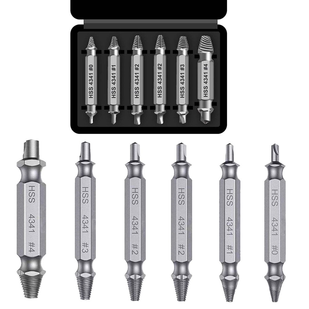 Goobetter 6Pcs Damaged Screw Extractor Set Drill Bits High Speed Broken ...