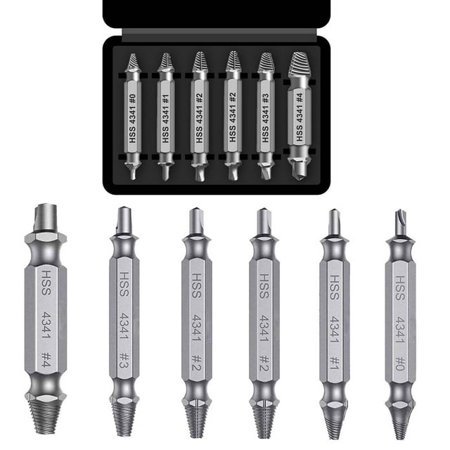Goobetter 6Pcs Damaged Screw Extractor Set Drill Bits High Speed Broken ...